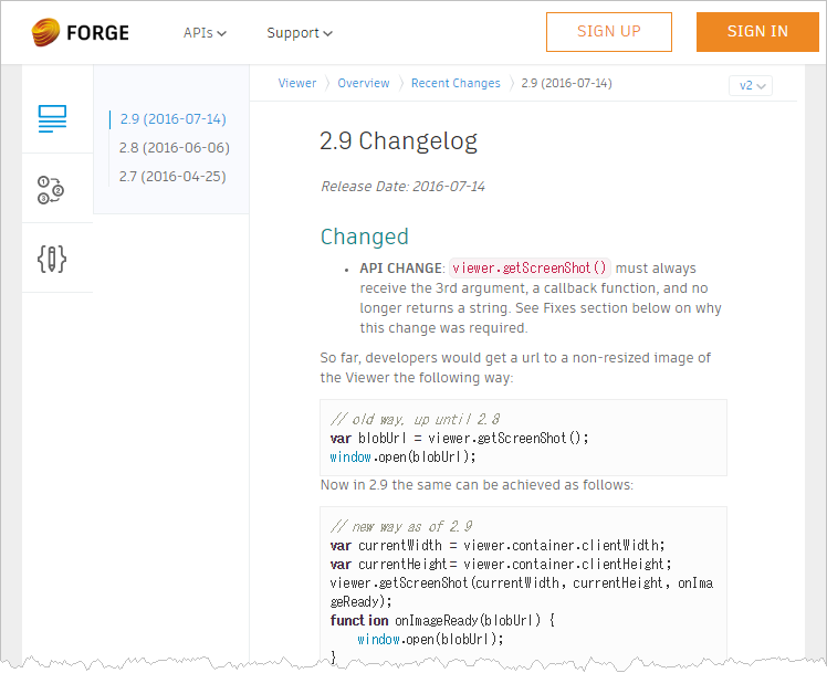 Autodesk Developer Blog : Forge Platform API のステータスと変更履歴