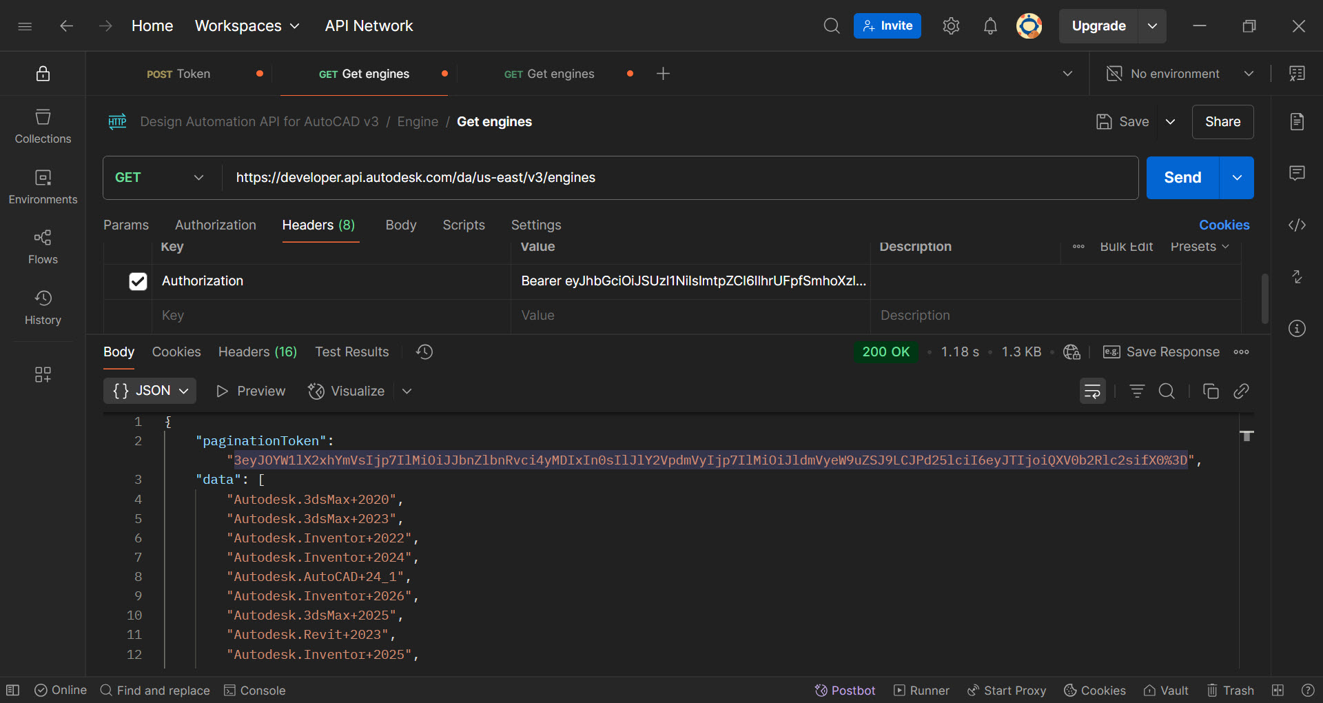 Autodesk Developer Blog : Design Automation API: サポート エンジン一覧の取得